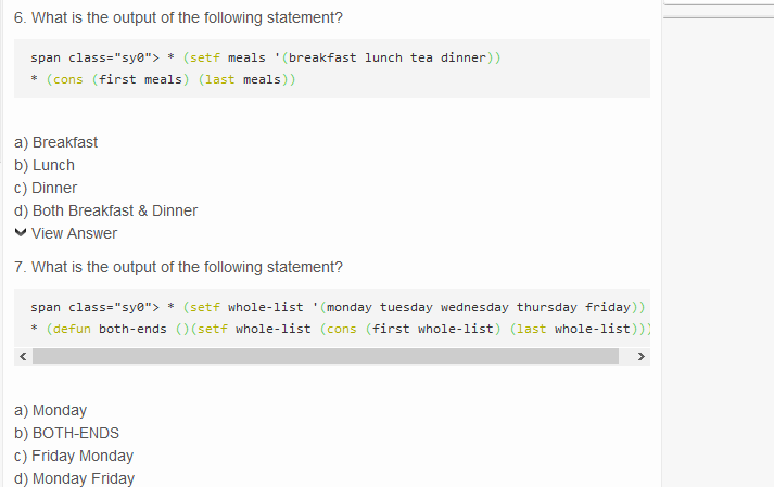 Solved 6. What is the output of the following statement? | Chegg.com