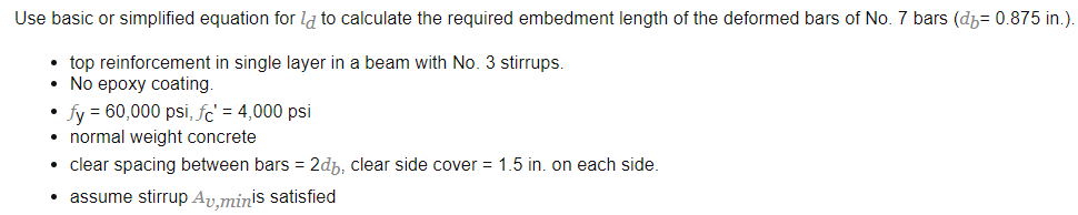 Solved Use basic or simplified equation for ld to calculate | Chegg.com
