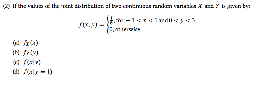 Solved (2) If the values of the joint distribution of two | Chegg.com