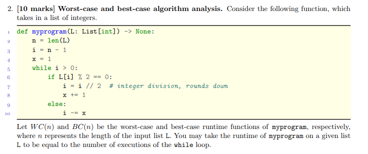 Solved 2 10 Marks Worst Case And Best Case Algorithm 3359