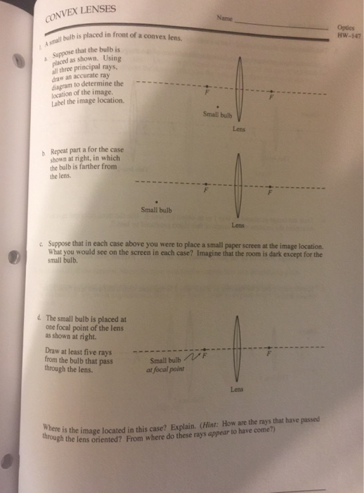 Solved Suppose that the bulb is placed as shown. Using all | Chegg.com