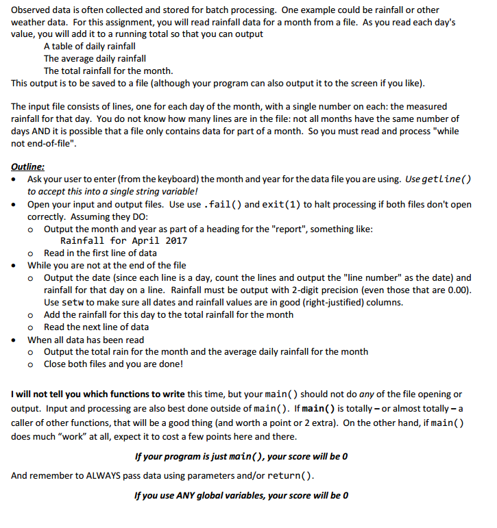 Solved Observed data is often collected and stored for batch | Chegg.com