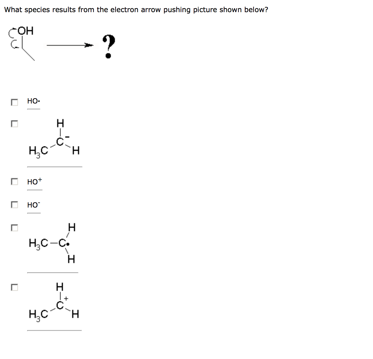 Solved What species results from the electron arrow pushing | Chegg.com