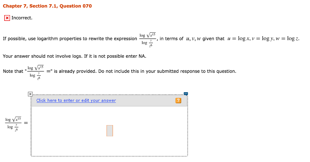 Solved If possible, use logarithm properties to write the | Chegg.com