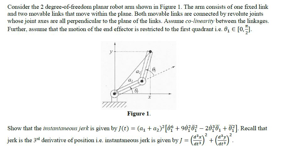 Solved Consider the 2 degree-of-freedom planar robot arm | Chegg.com