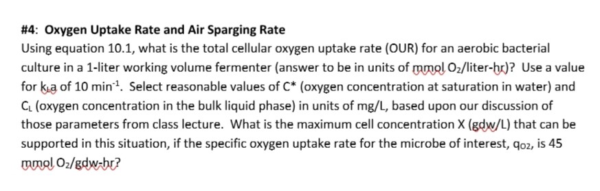 #4: Oxygen Uptake Rate and Air Sparging Rate Using | Chegg.com