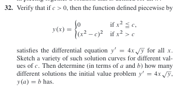 Solved 32. Verify that if c>0, then the function defined | Chegg.com