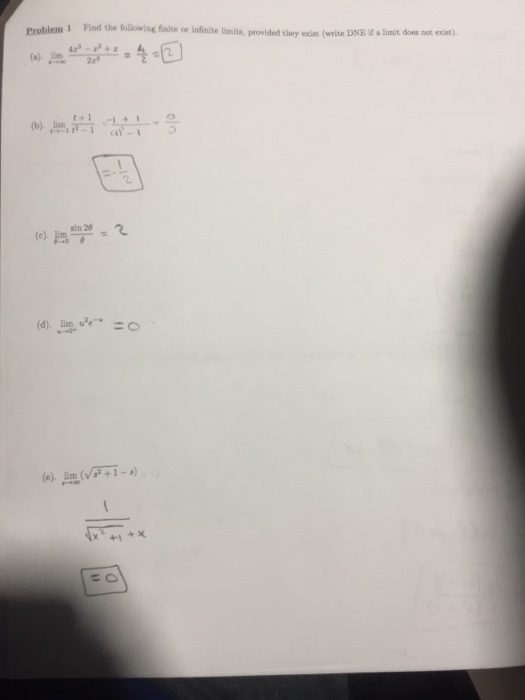 Solved Find the following finite or infinite limits, | Chegg.com
