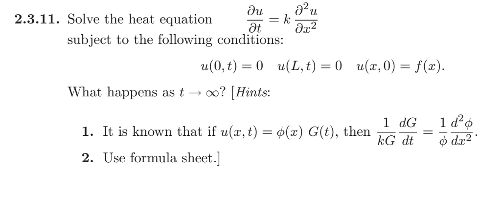 Solved Solve the heat equation partial differential | Chegg.com