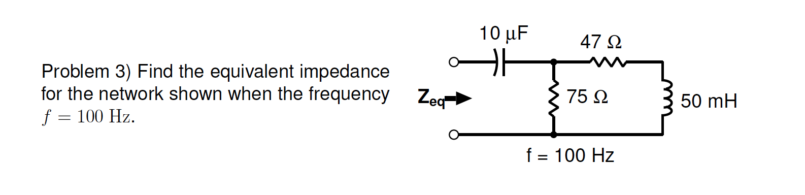 Solved Find the equivalent impedance for the network shown | Chegg.com