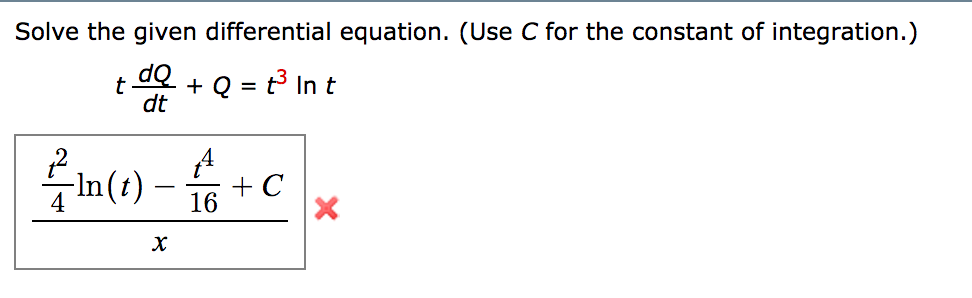 Solved Solve the given differential equation. (Use C for the | Chegg.com