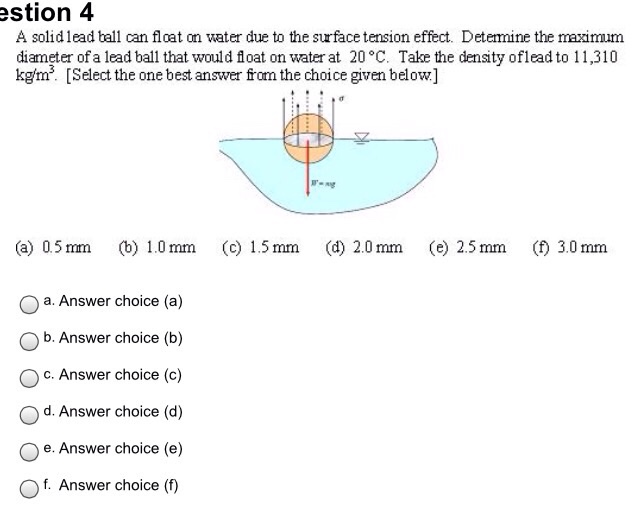 Solved A solid lead ball can float on water due to the | Chegg.com