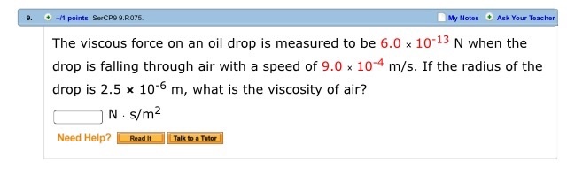 Solved The viscous force on an oil drop is measured to be | Chegg.com
