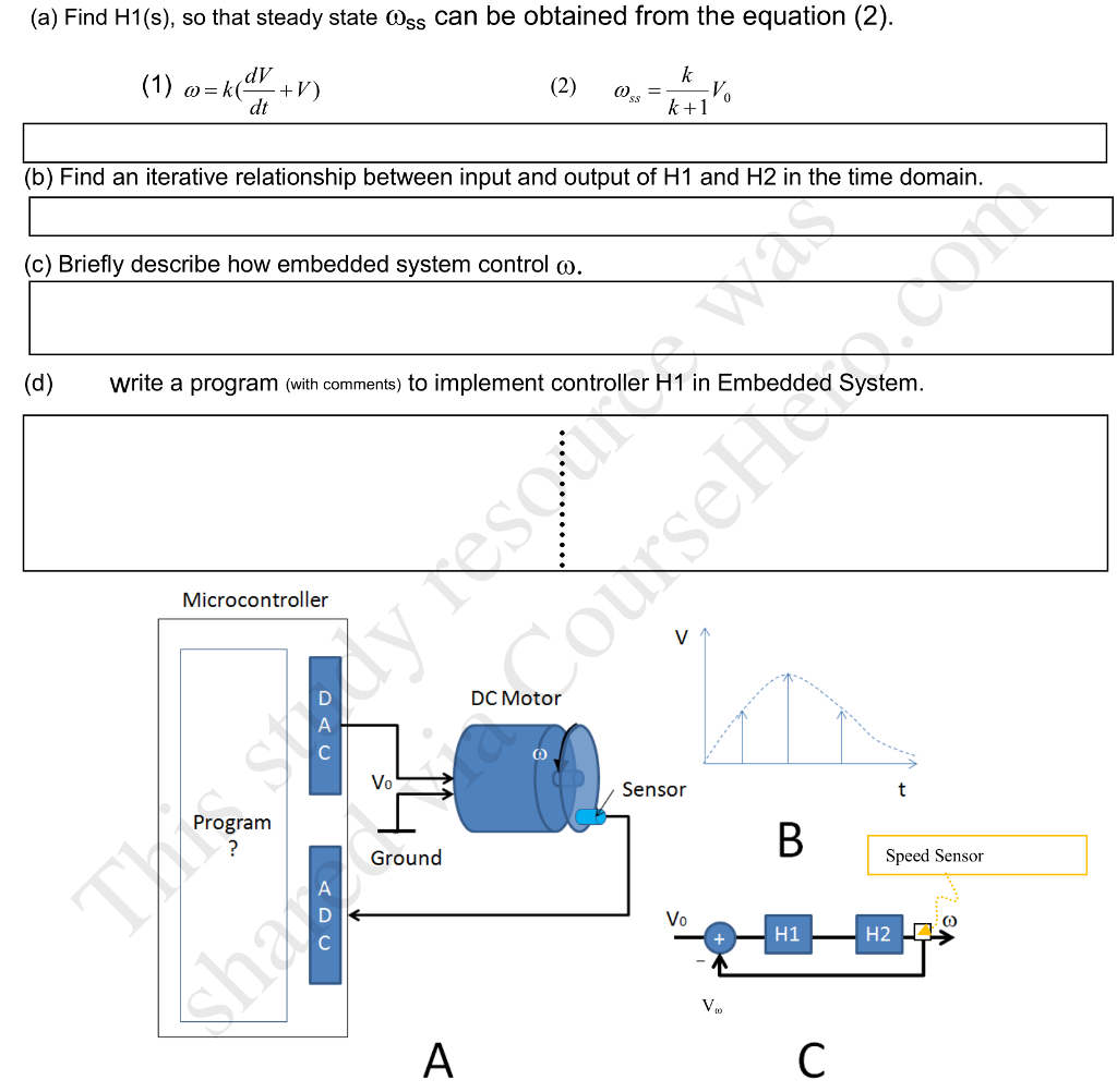 A microcontroller with embedded DAC is used for the | Chegg.com