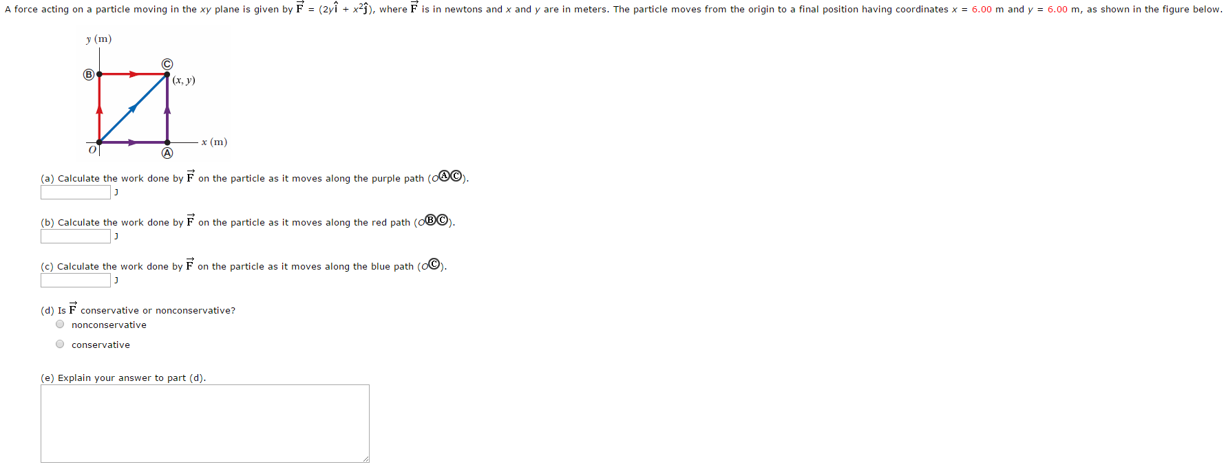 Solved A force acting on a particle moving in the xy plane | Chegg.com