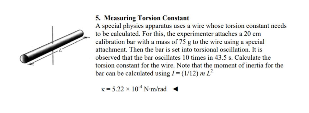Solved Measuring Torsion Constant A special physics | Chegg.com