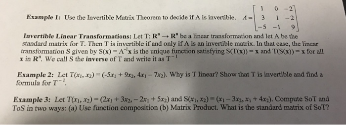 Solved 1 0-2 3 Example 1: Use the Invertible Matrix Theorem | Chegg.com