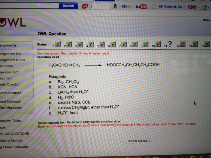Solved select reagents from the table to carry out this | Chegg.com