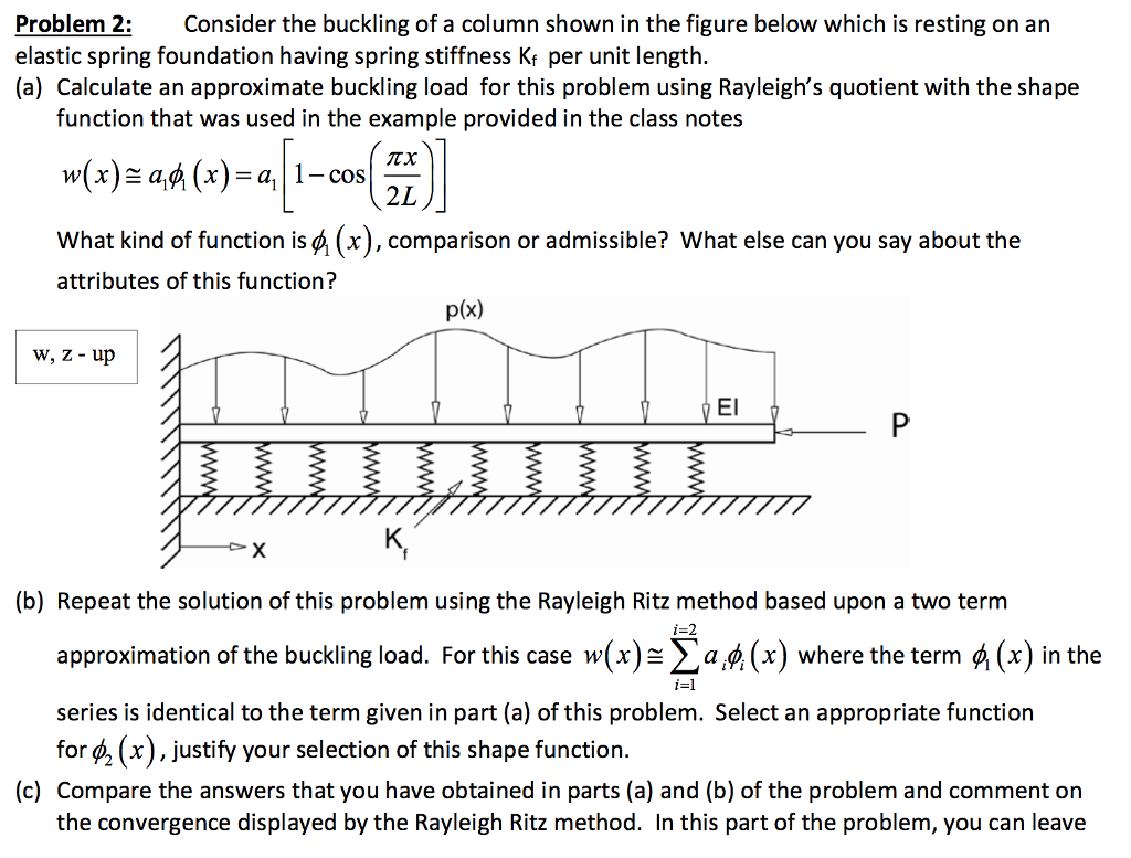 Problem 2: Consider the buckling of a column shown in | Chegg.com