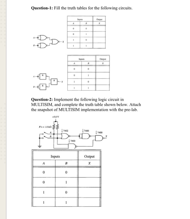 Solved: Fill The Truth Tables For The Following Circuits. ... | Chegg.com