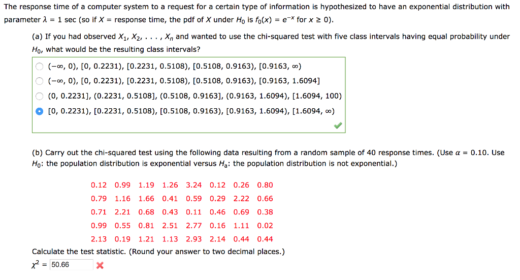 Solved The response time of a computer system to a request | Chegg.com