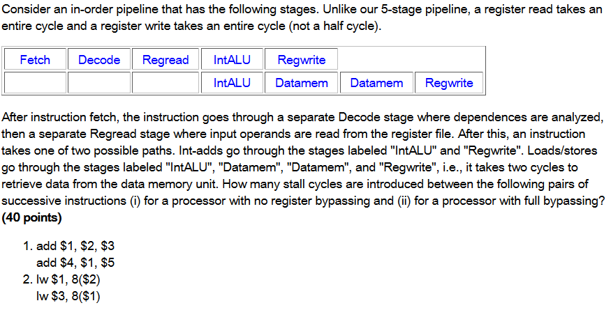 Solved Consider an in-order pipeline that has the following | Chegg.com