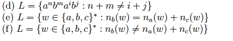 Solved (d) L = {a^n b^m a^i b^j: n + m notequalto i + j} | Chegg.com