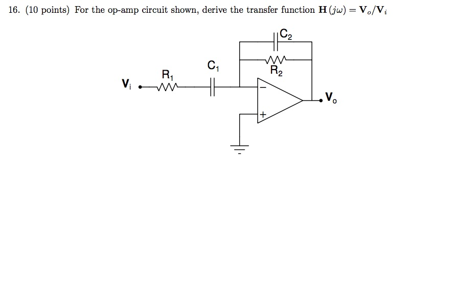 Solved For the op-amp circuit shown, derive the transfer | Chegg.com