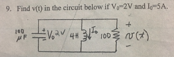 Solved Find v(t) if V0 = 2V , and I0 = 5A | Chegg.com