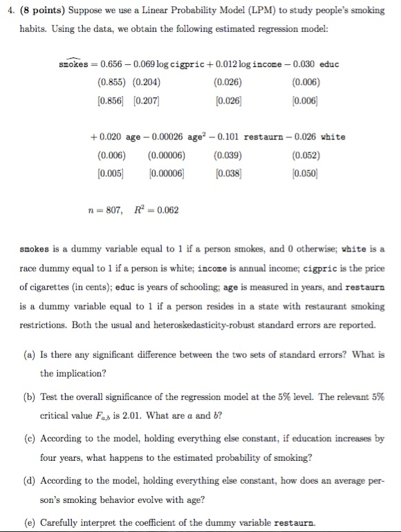 Solved Suppose we use a Linear Probability Model (LPM) to | Chegg.com