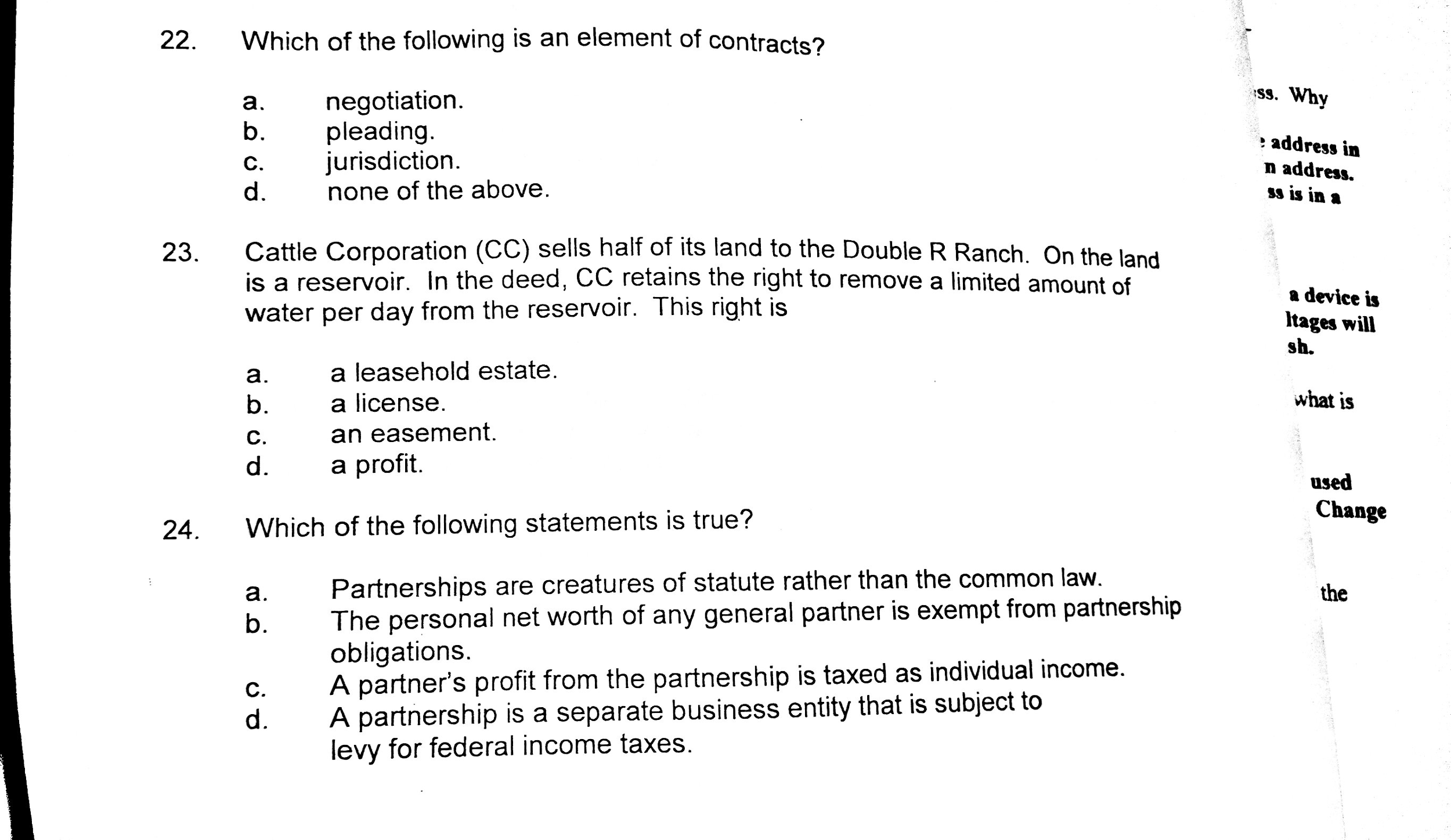 Solved Which of the following is an element of contracts | Chegg.com