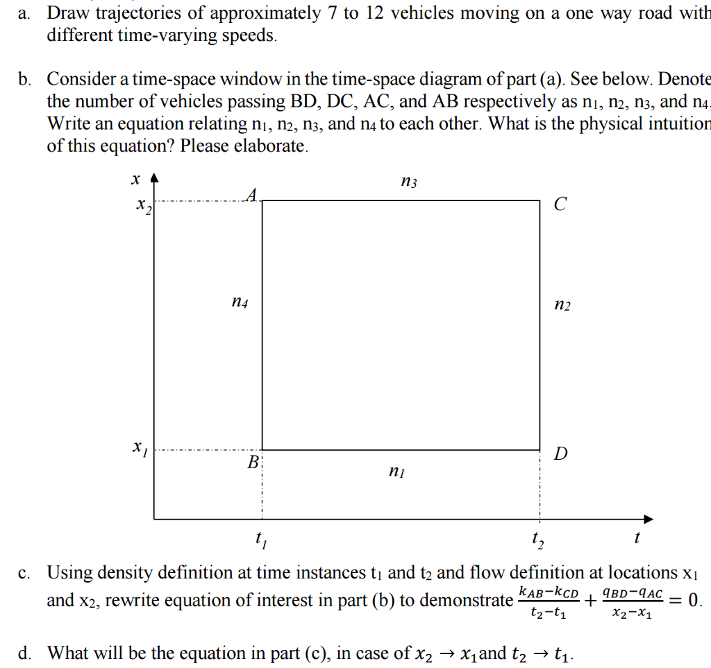 Draw trajectories of approximately 7 to 12 vehicles | Chegg.com