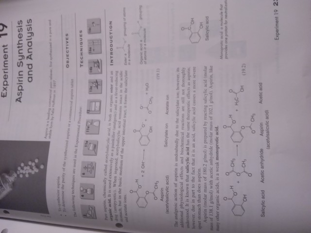 Solved Experi ment 19 Prelaboratory As signment Aspirin | Chegg.com