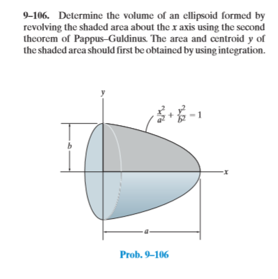 Solved 9-106. Determine the volume of an ellipsoid formed by | Chegg.com