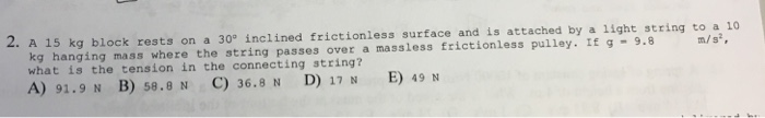 Solved A 15 kg block rests on a 30 degree inclined | Chegg.com
