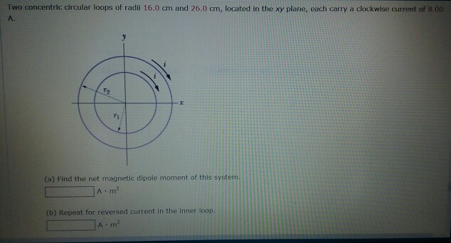 Solved Two concentric circular loops of radii 16.0 cm and | Chegg.com
