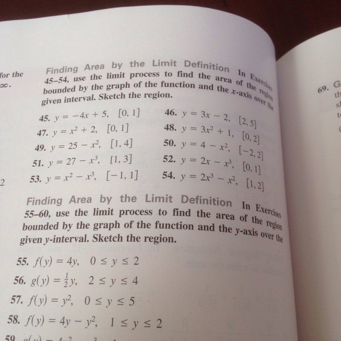 Solved Finding Area by the Limit Defini 45-54, use the limit | Chegg.com