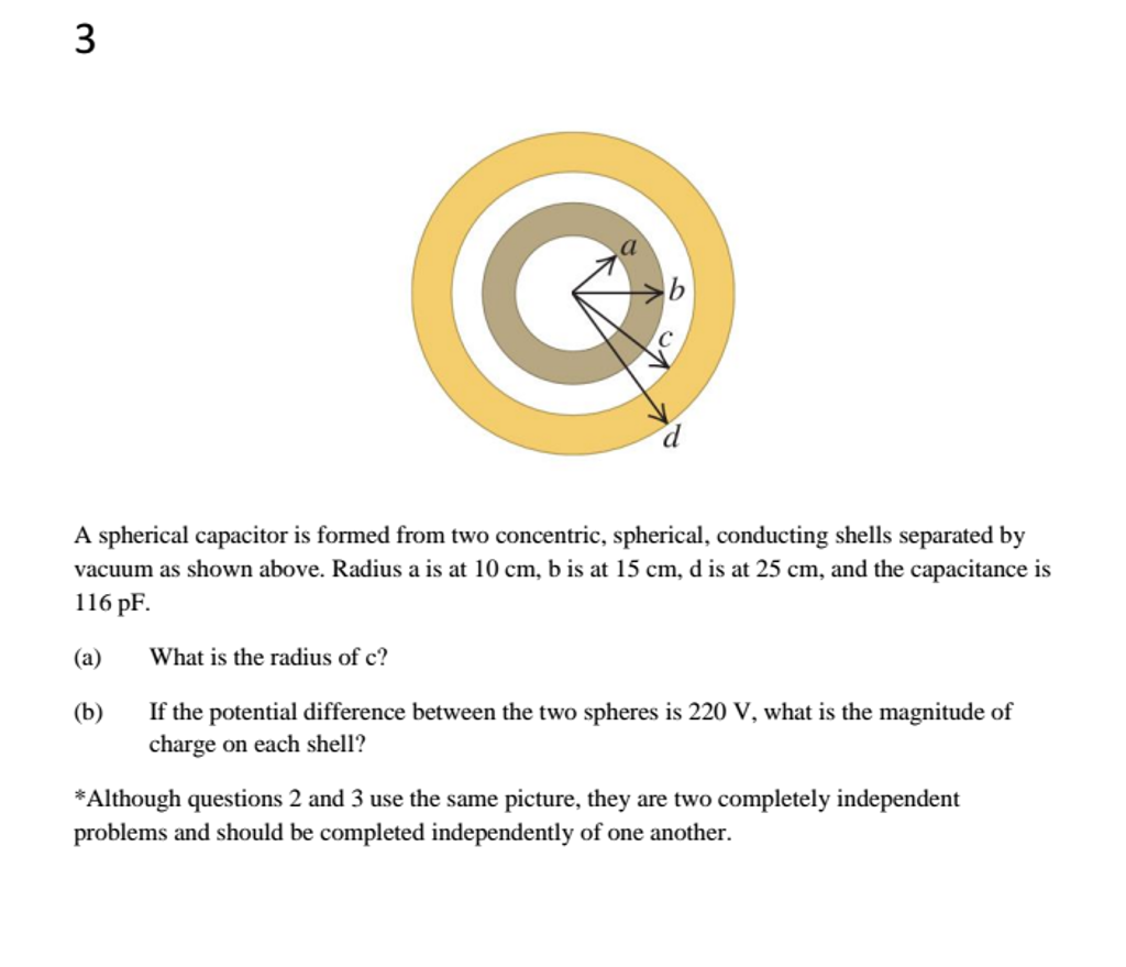 Solved A spherical capacitor is formed from two | Chegg.com