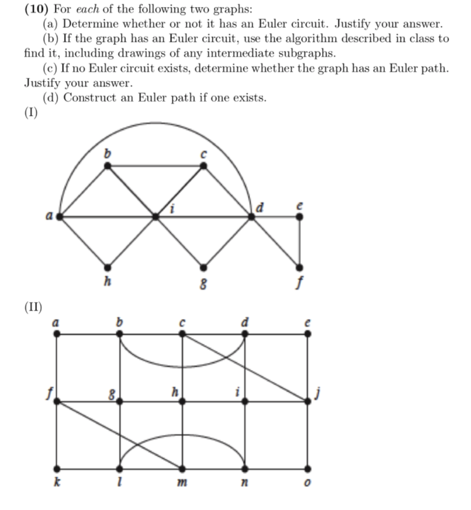 Solved 10 For Each Of The Following Two Graphs A