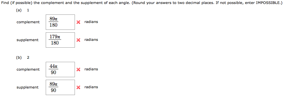 Find (if possible) the complement and the supplement | Chegg.com