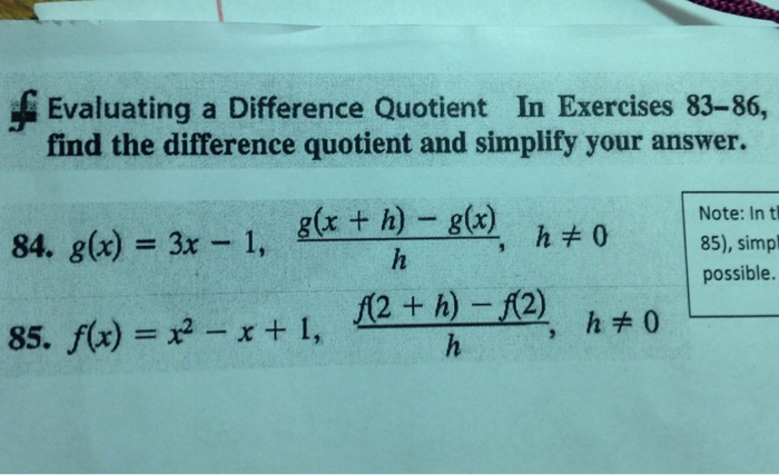 Solved Evaluating a Difference Quotient In Exercises 83-86, | Chegg.com