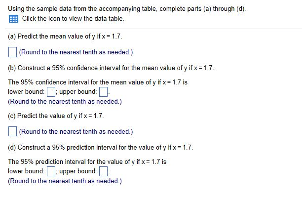 Solved Using the sample data from the accompanying table, | Chegg.com