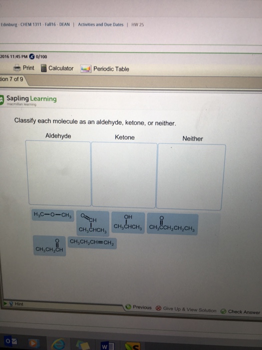 Solved Classify each molecule as an aldehyde, ketone, or | Chegg.com