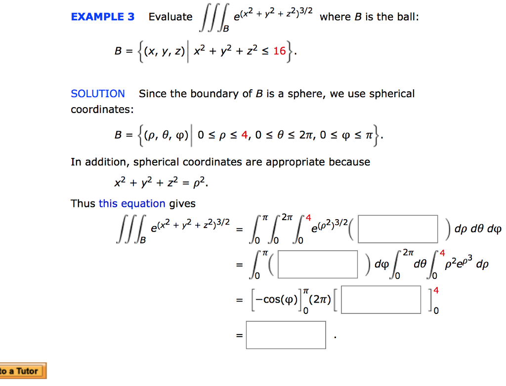 Solved EXAMPLE 3 Evaluate e2 yz-)where B is the ball: B= (x, | Chegg.com