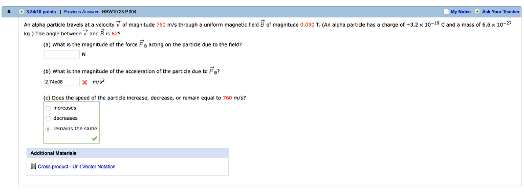 Solved An alpha particle travels at a velocity v^rightarrow | Chegg.com