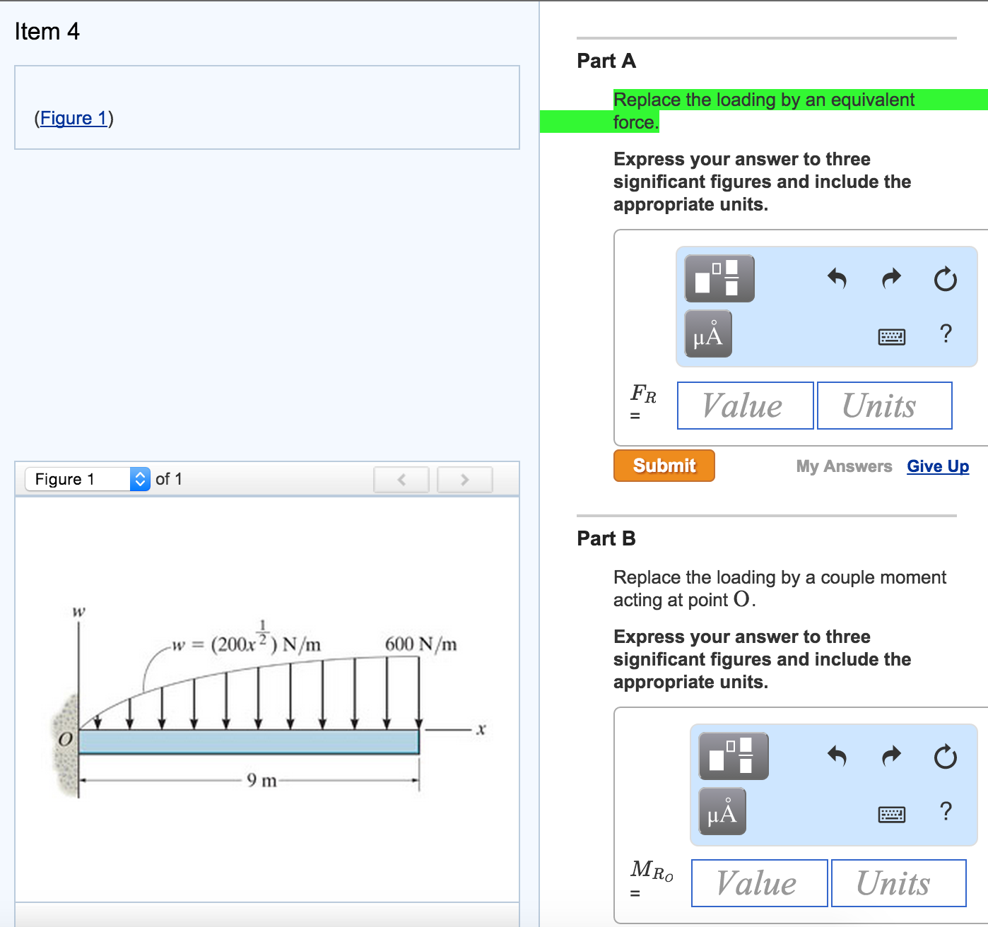 Solved Replace the loading by an equivalent force. Replace | Chegg.com