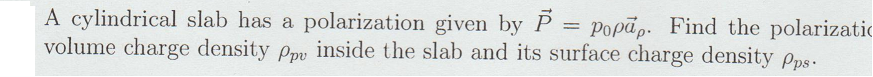 Solved A cylindrical slab has a polarization given by P = po | Chegg.com