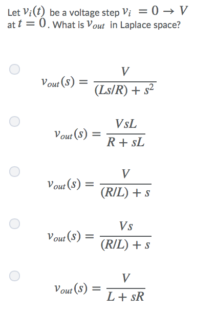 Solved Consider the RL circuit shown: . Vout in What is the | Chegg.com