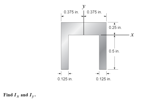 Solved 0.375 in. 0.375 in 0.25 in. 0.5 in 0.125 in. 0.125 in | Chegg.com