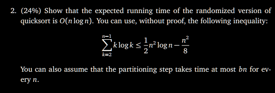 Solved Show that the expected running time of the randomized | Chegg.com